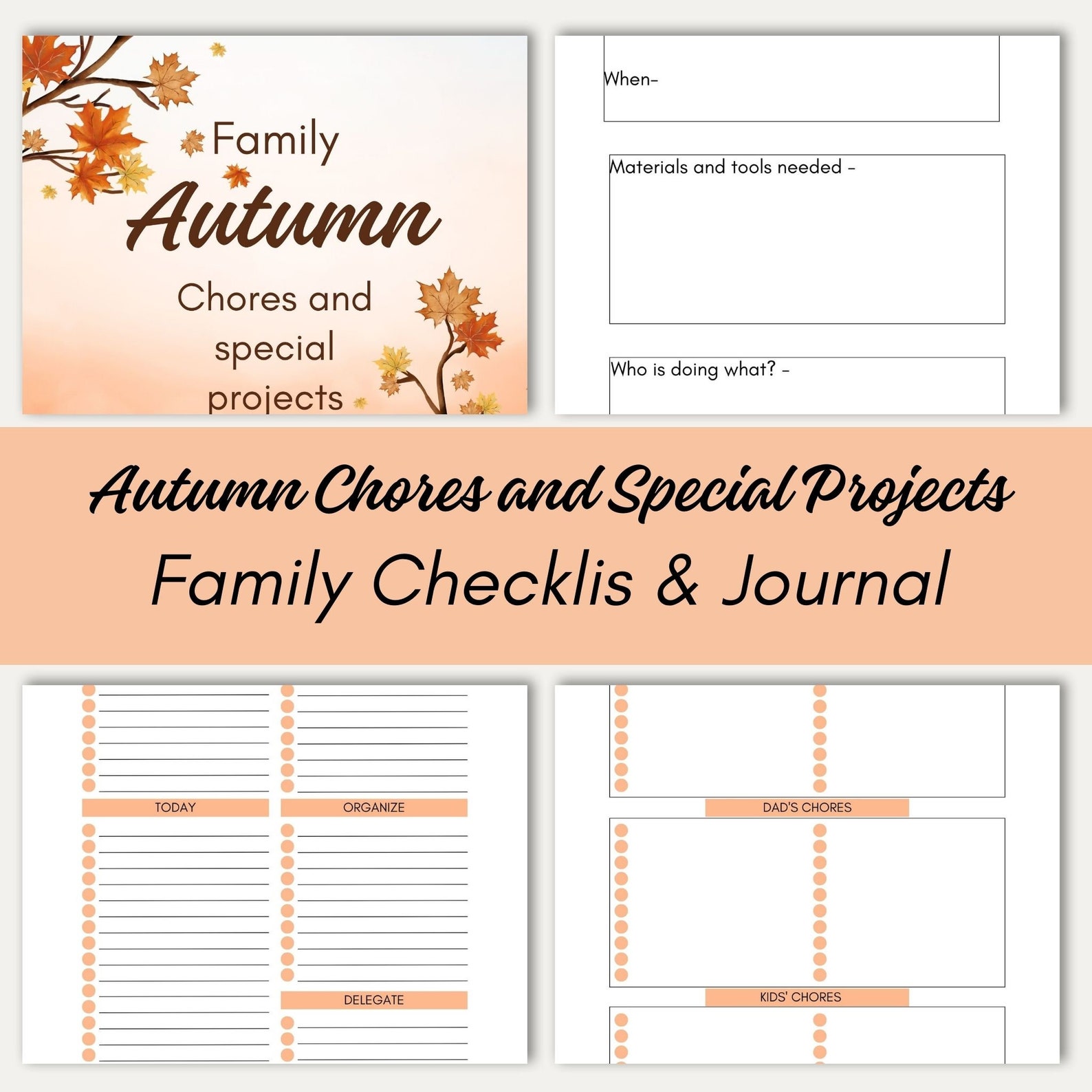 Autumn Family Chores and Special Projects Checklist, Family Chores ...