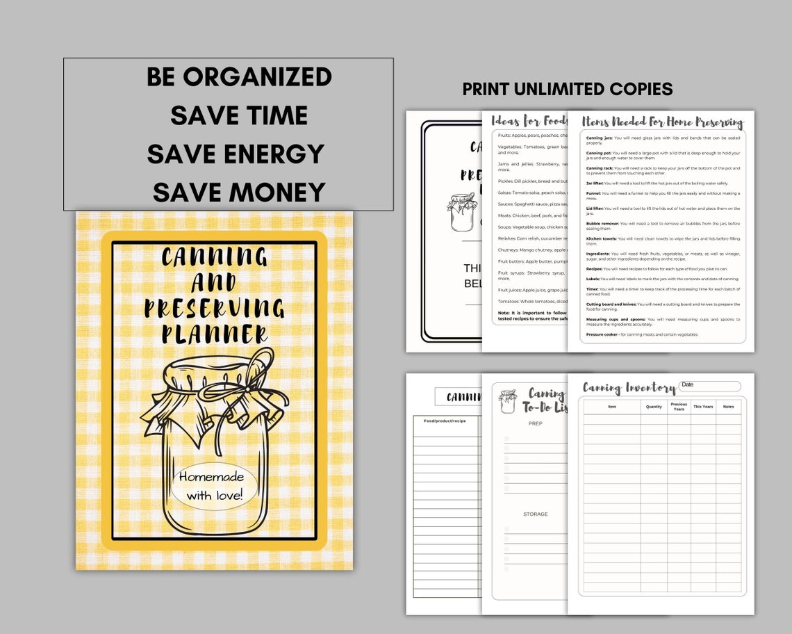 Canning and Preserving Printable, Home Canning Tracker, Canning ...