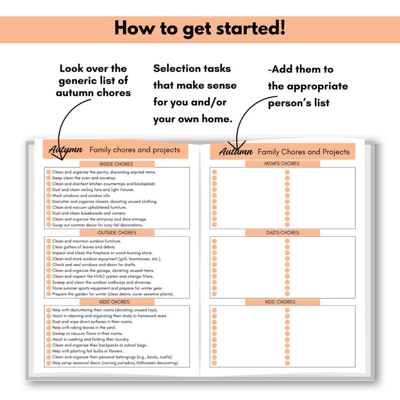Autumn Family Chores and Special Projects Checklist, Family Chores ...