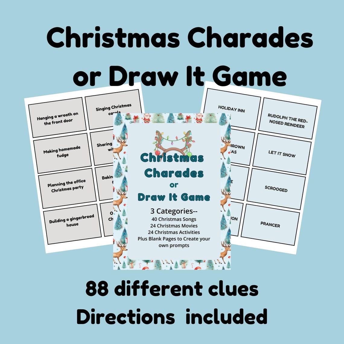 Christmas Charades, Christmas Draw It Game, Christmas Games, Christmas ...