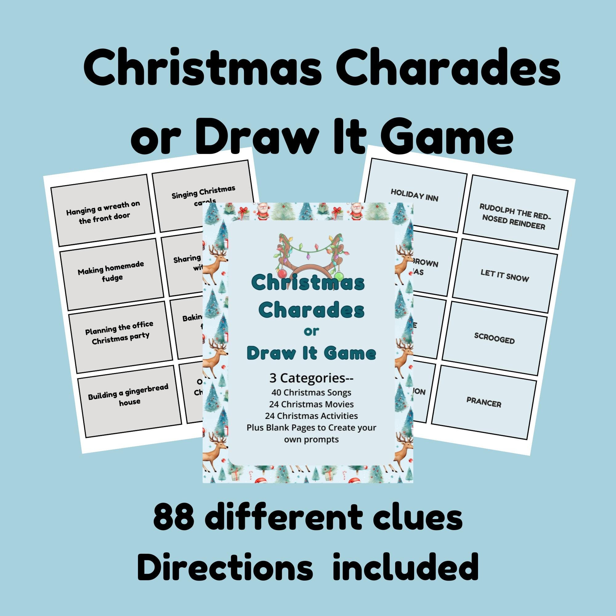 Christmas Charades, Christmas Draw It Game, Christmas Games, Christmas ...