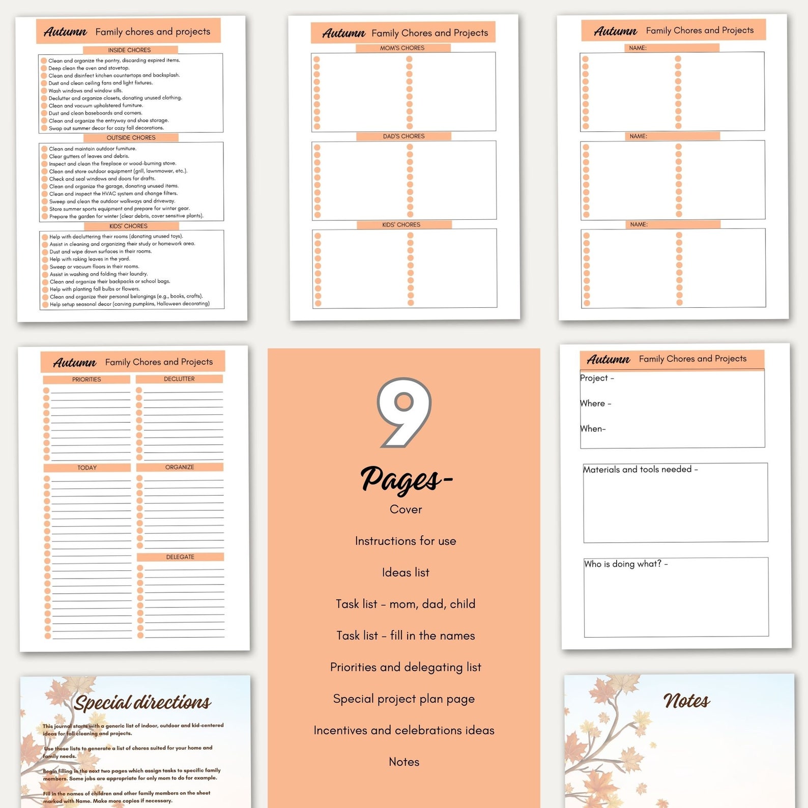 Autumn Family Chores and Special Projects Checklist, Family Chores ...