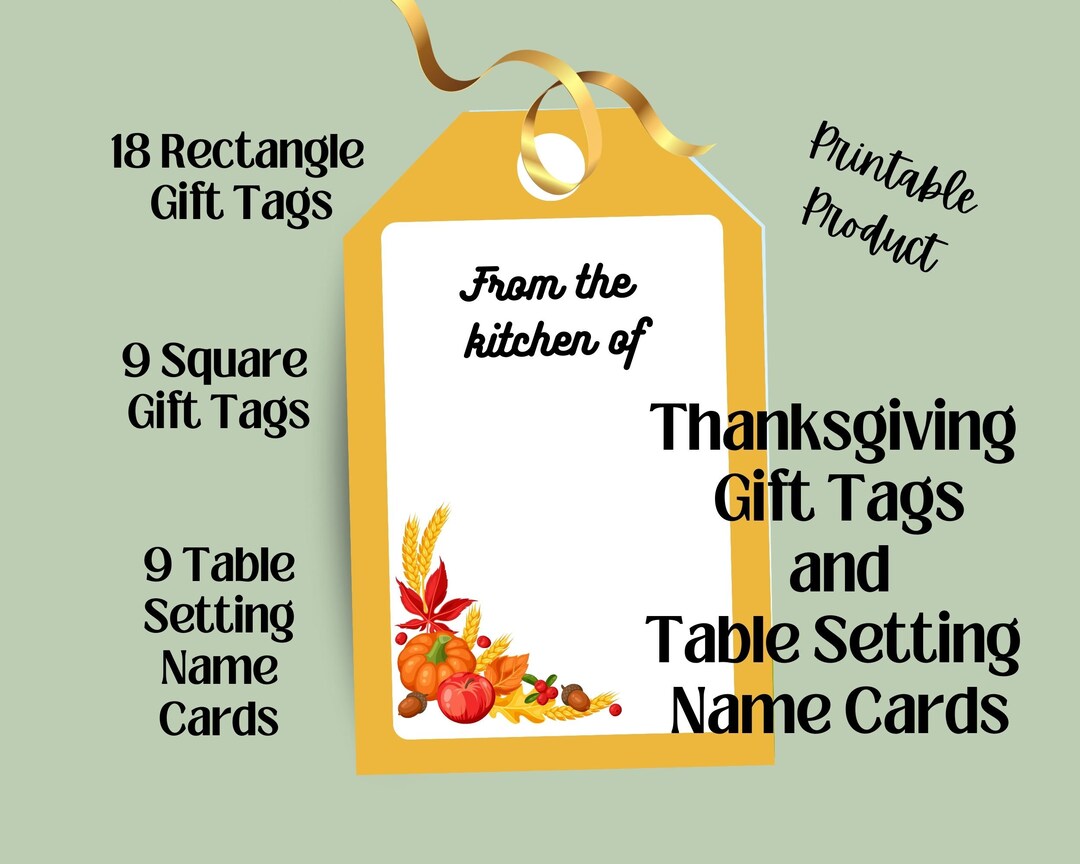Thanksgiving Gift Tags, Table Setting Name Cards, Thank You Gift Tags ...