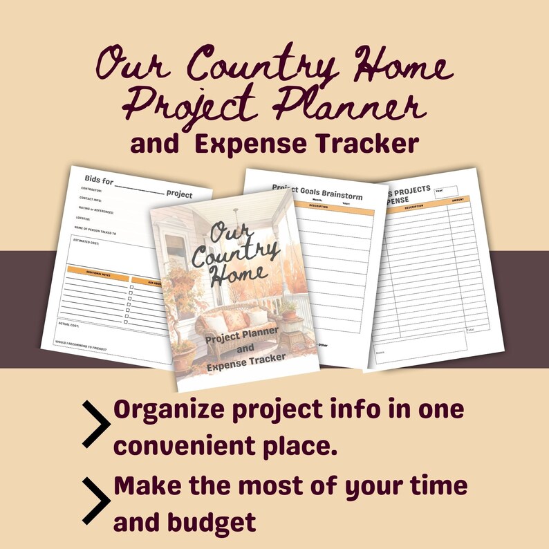Home Project Planner, Home Project Tracker, Printable Project Planner ...