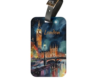 Custom London Luggage Tag, Personalized England Trip Bag Tag, Europe ...