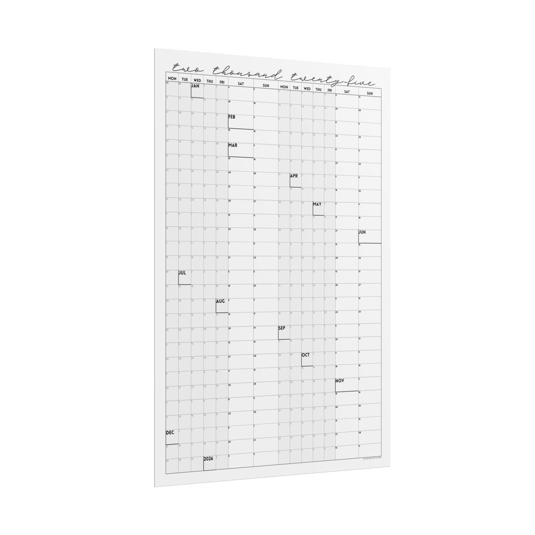 2025 Full Year Calendar Poster | Ultra Modern | Large Wall Calendar ...