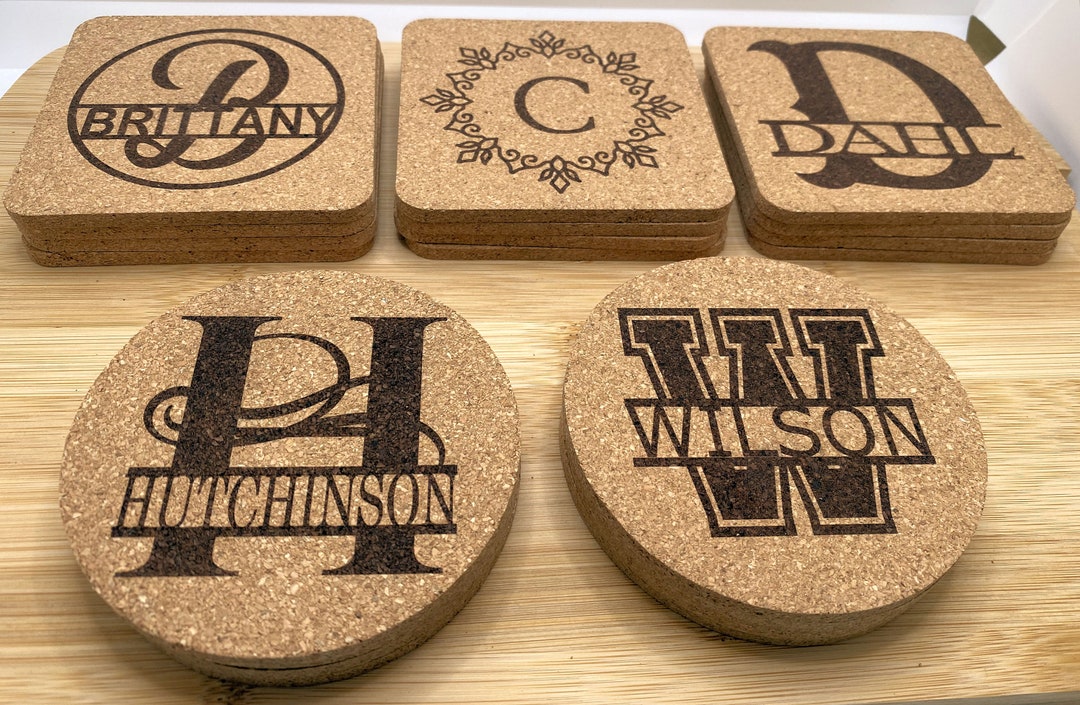 Personalized Cork Coasters| Set of 6 - Etsy