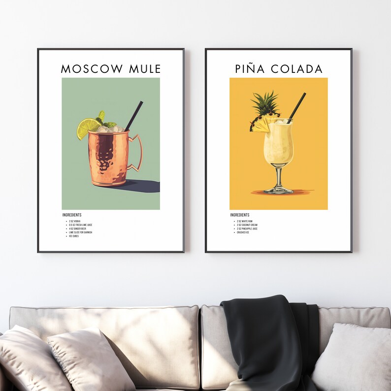 Moscow Mule Cocktail Poster, Cocktail Art, Printable Wall Decor, Bar ...