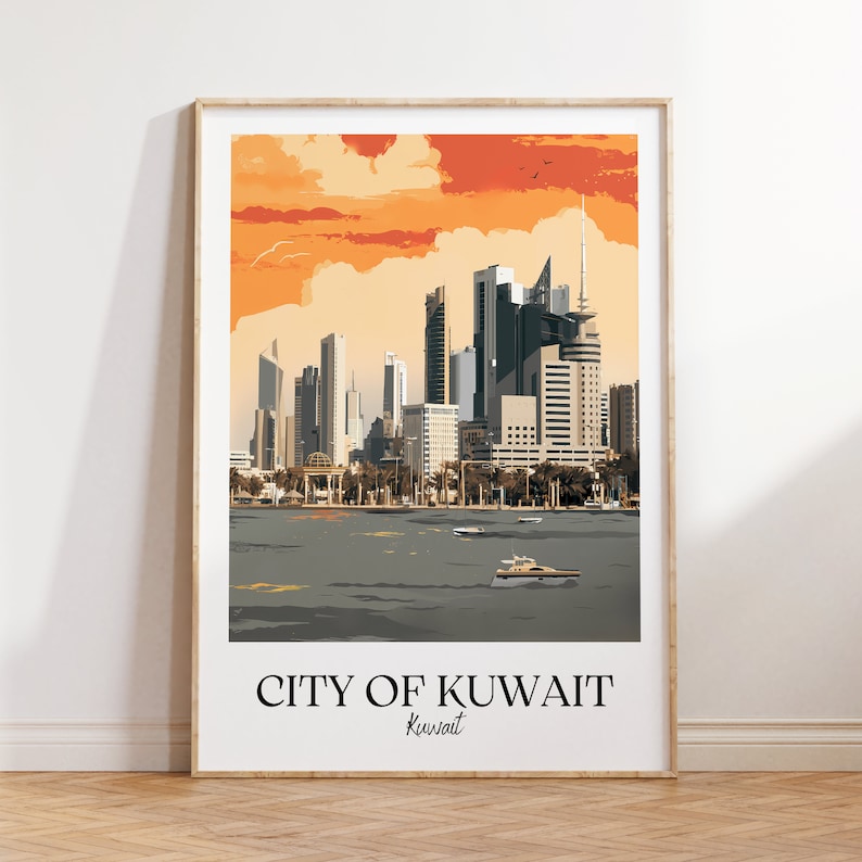 Kuwait City Print, Kuwait City Travel Poster, Kuwait Travel Gift ...