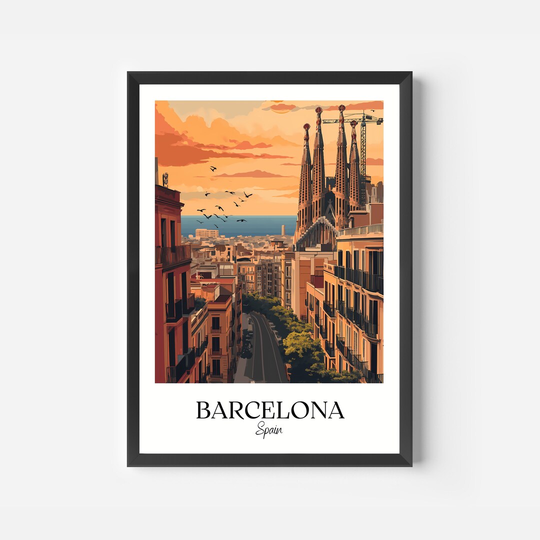 Barcelona City Print, Barcelona Travel Poster, Spain Travel Gift ...