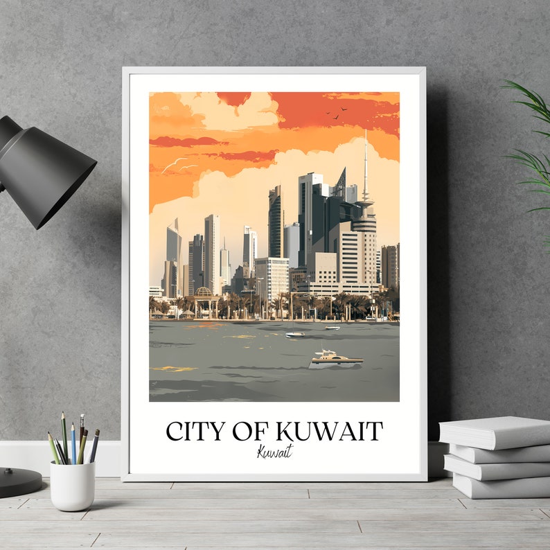 Kuwait City Print, Kuwait City Travel Poster, Kuwait Travel Gift ...