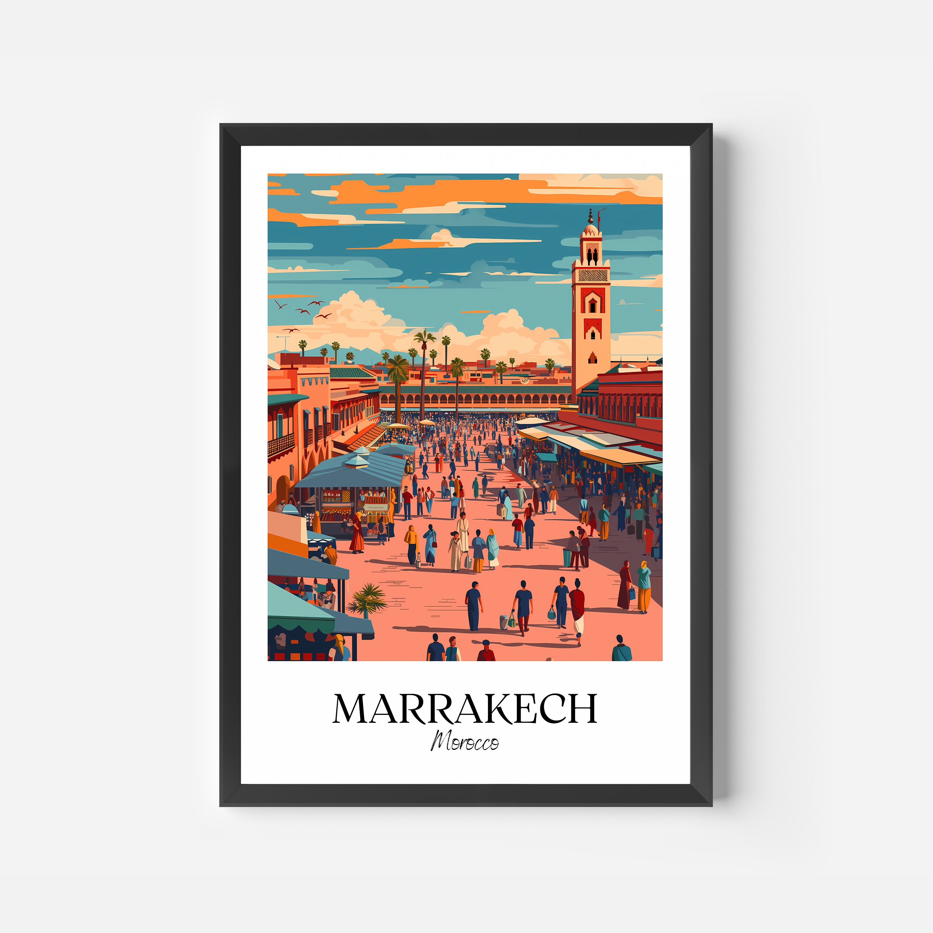 Marrakech City Print, Marrakech Travel Poster, Morocco Travel Gift ...
