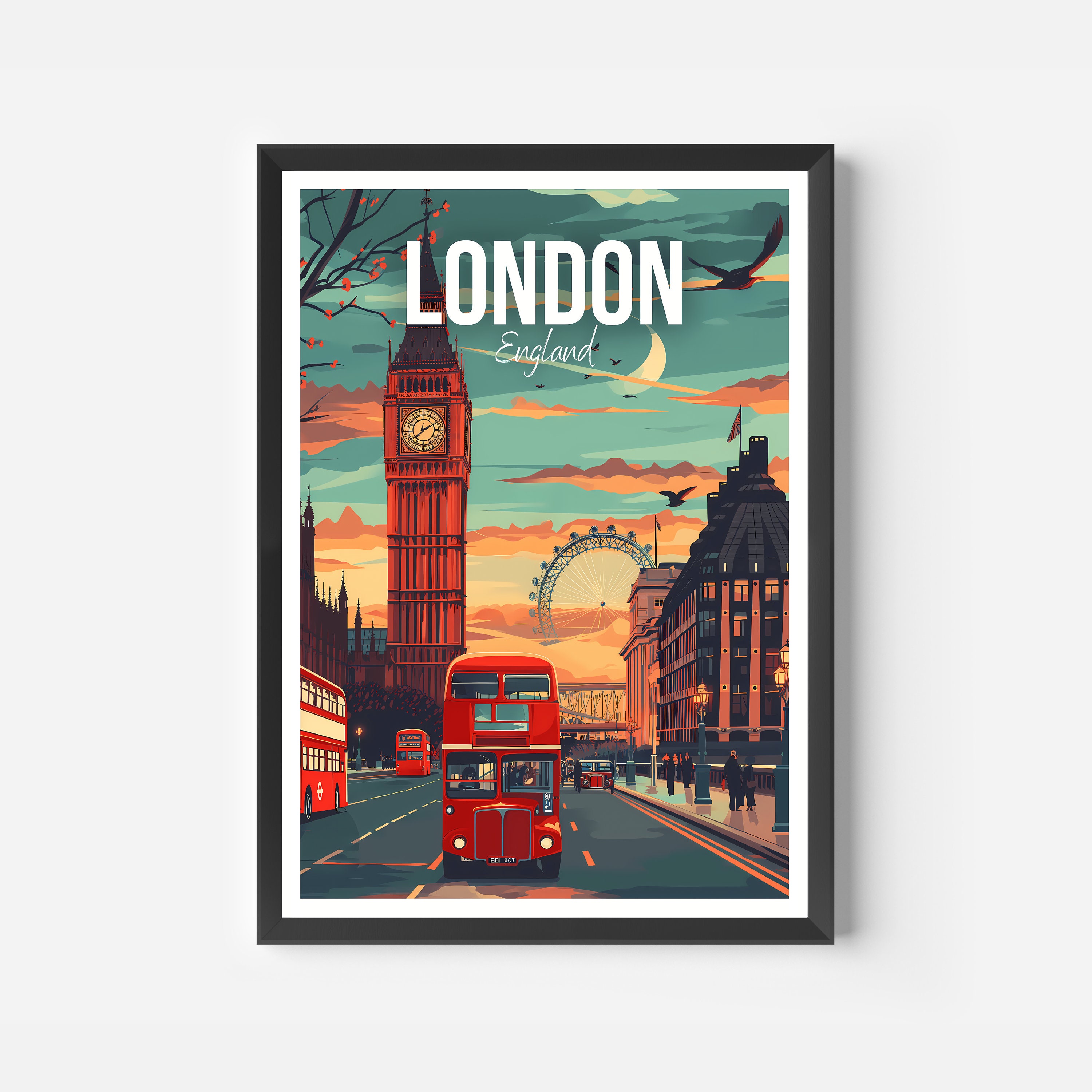 London City Print, London Travel Poster, England Travel Gift, London ...
