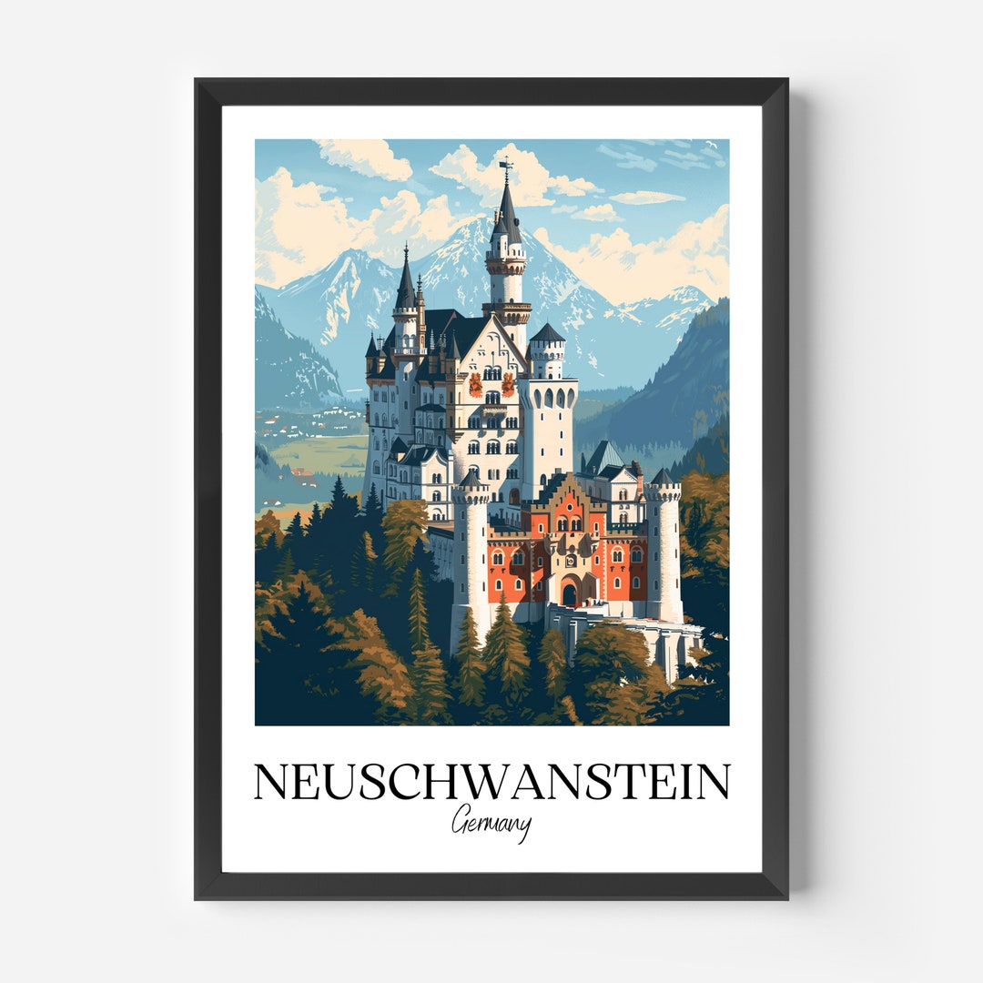 Neuschwanstein Castle Print, Neuschwanstein Travel Poster, Germany ...