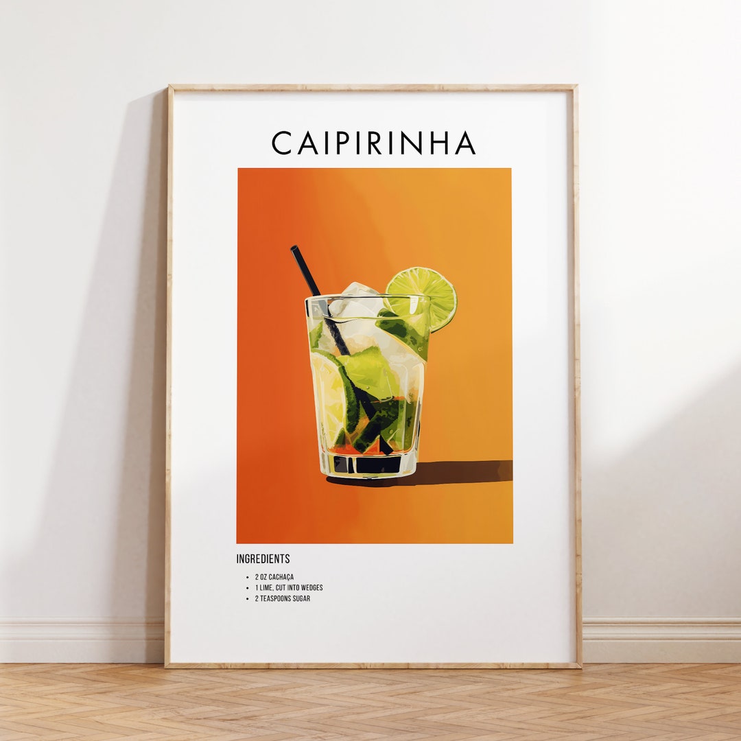 Caipirinha Cocktail Poster, Cocktail Art, Printable Wall Decor, Bar ...