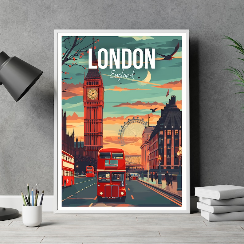 London City Print, London Travel Poster, England Travel Gift, London ...