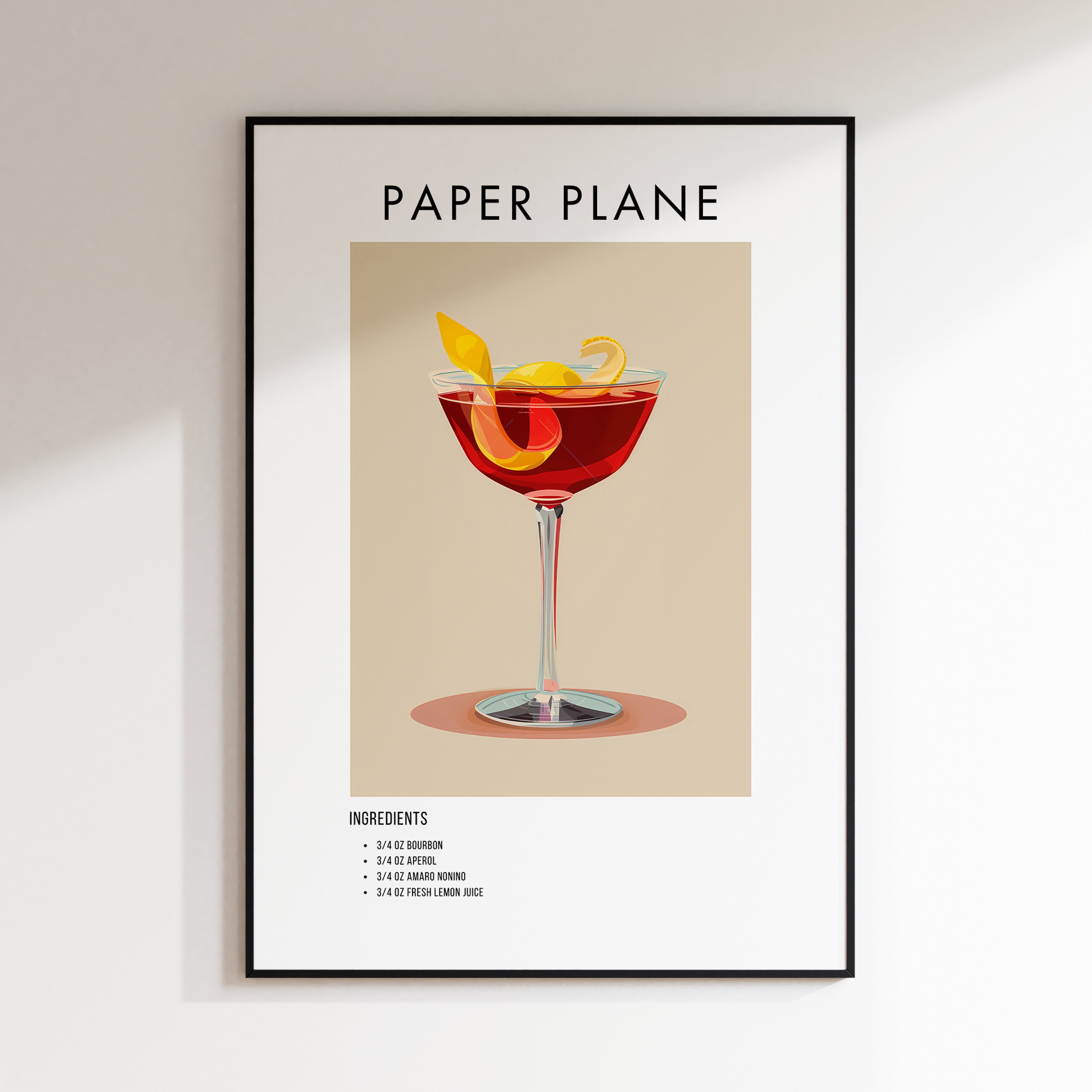 Paper Plane Poster, Cocktail Art, Printable Wall Decor, Bar Decor ...
