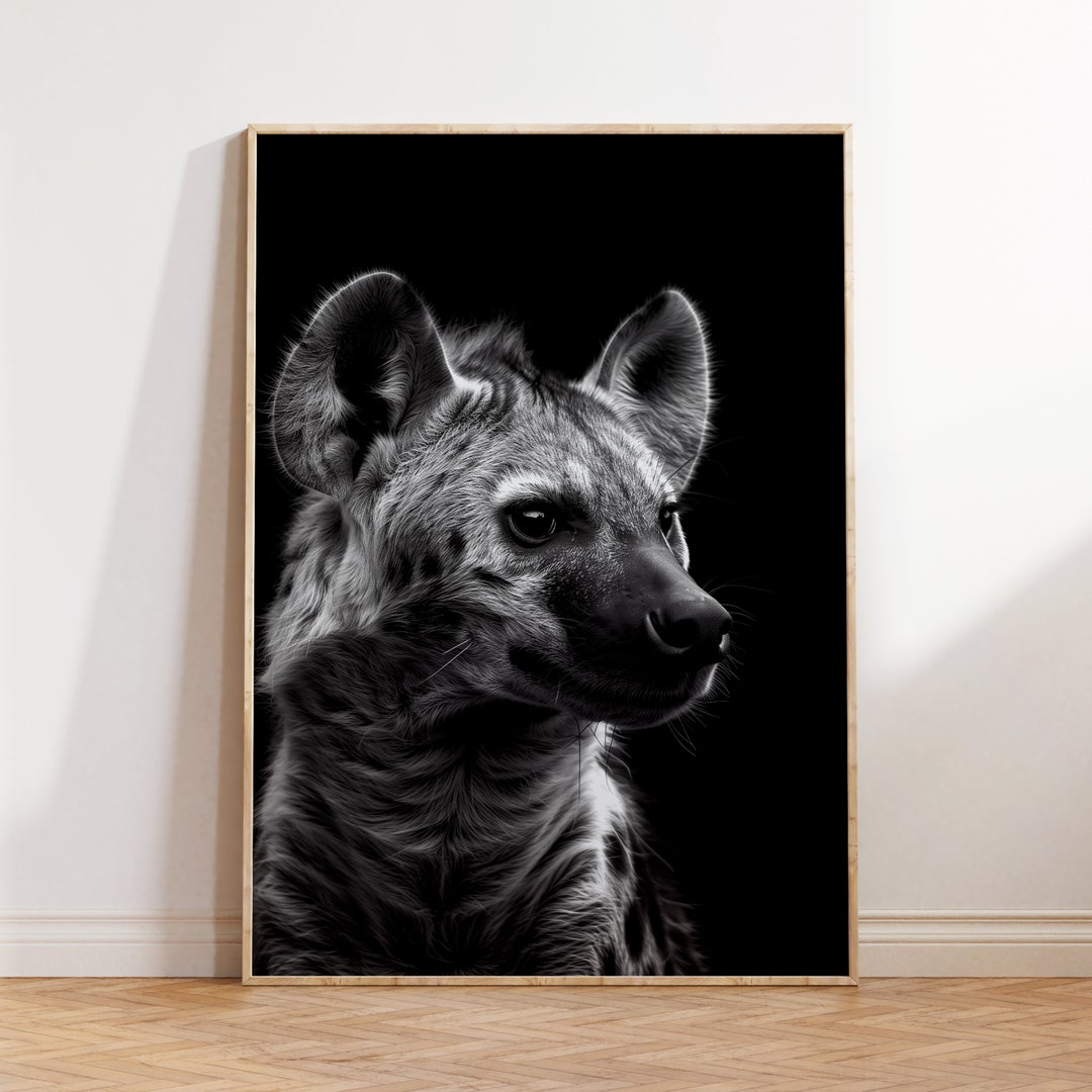 Hyena Poster, Animal Print, Digital Download, Black and White Wall Art ...