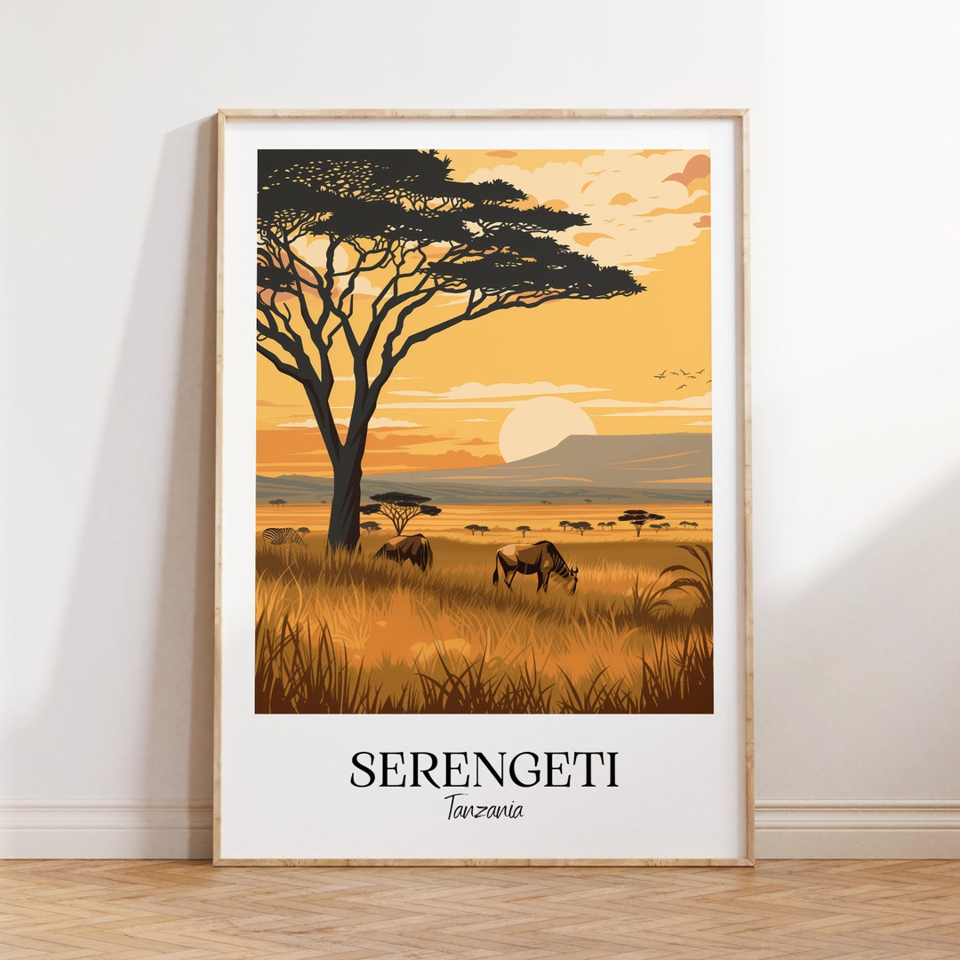 Serengeti National Park Print, Serengeti Travel Poster, Tanzania Travel ...