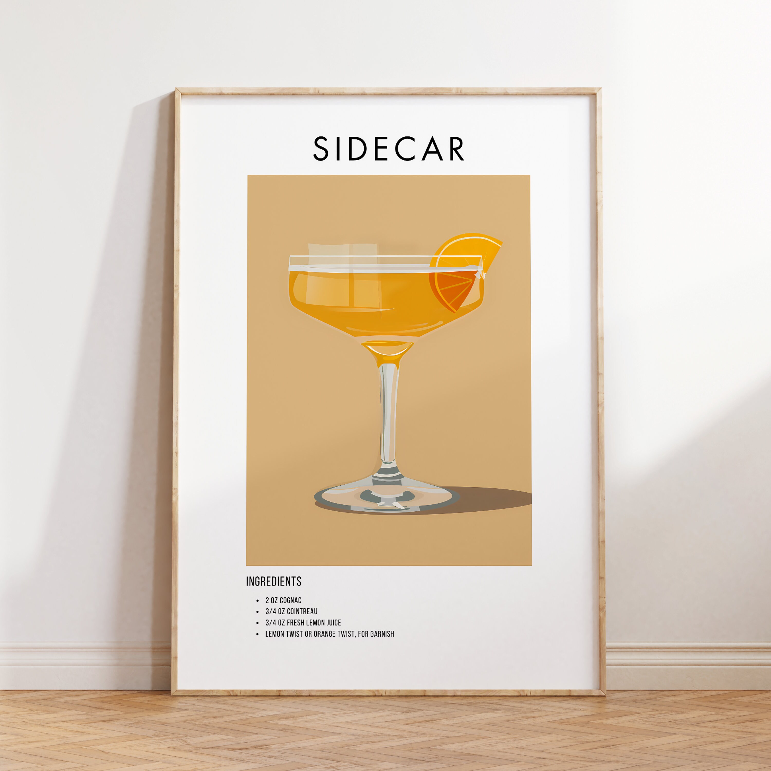 Sidecar Poster, Cocktail Art, Printable Wall Decor, Bar Decor, Kitchen ...