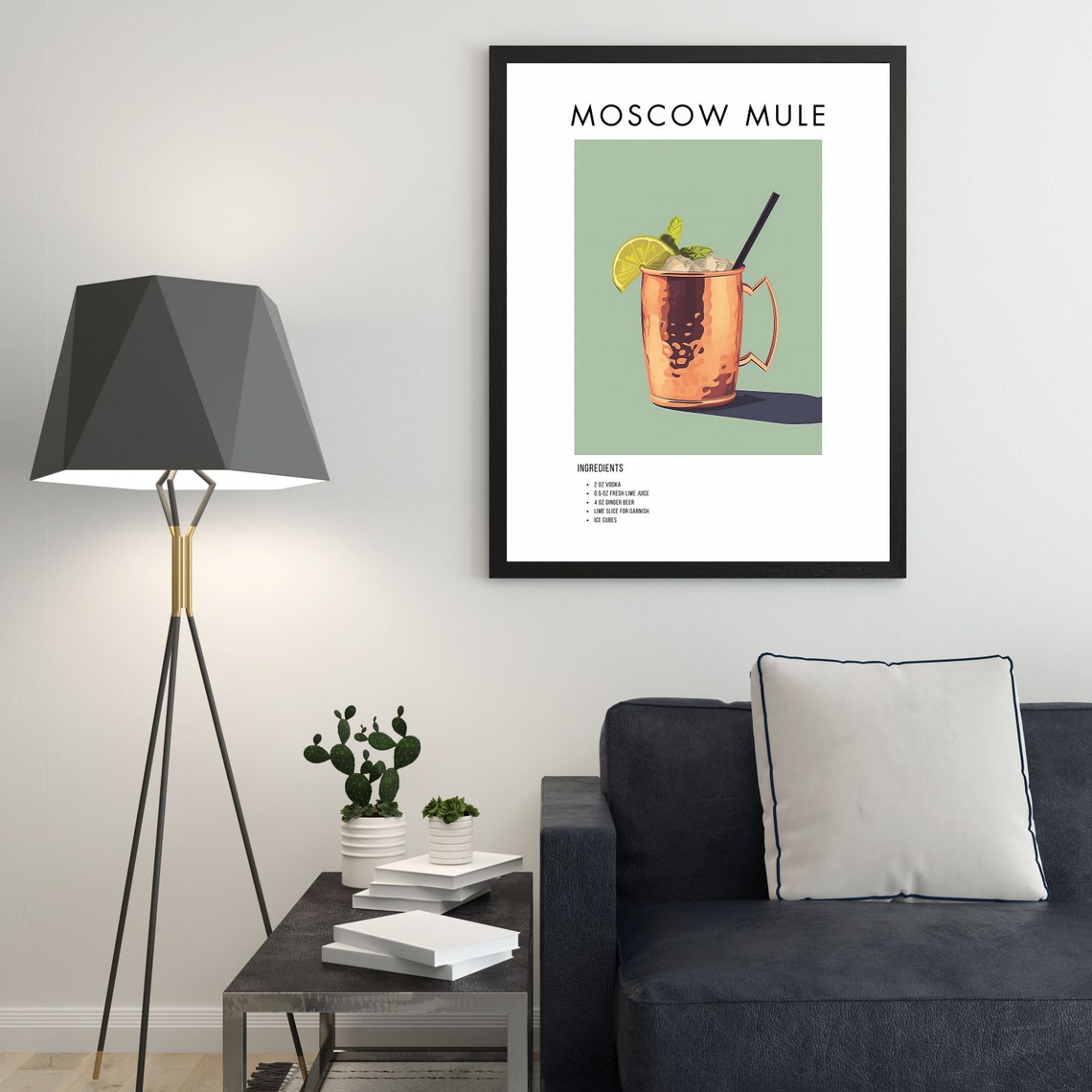 Moscow Mule Cocktail Poster, Cocktail Art, Printable Wall Decor, Bar ...