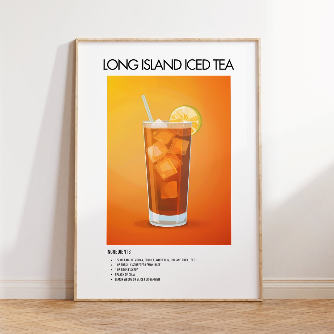 Long Island Iced Tea Poster, Cocktail Art, Printable Wall Decor, Bar ...