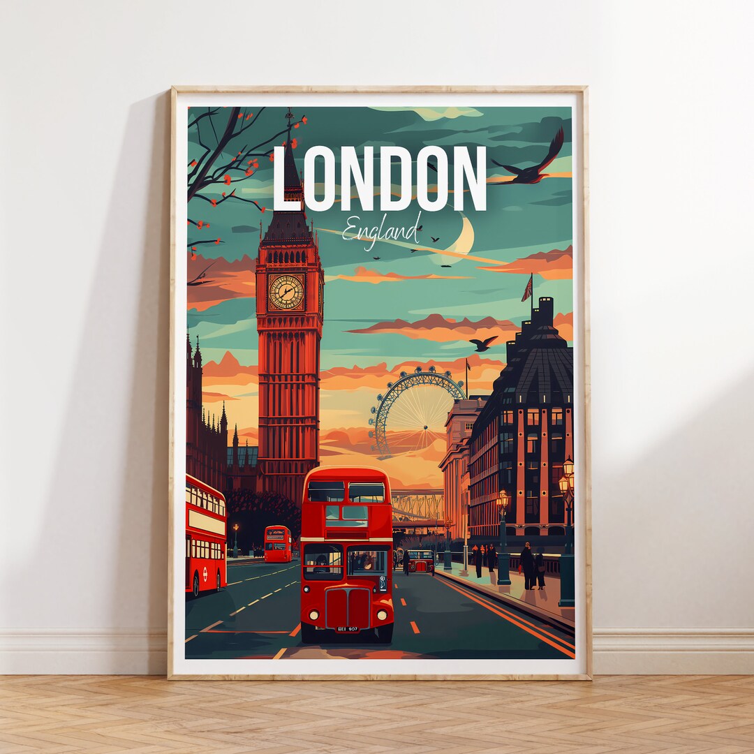 London City Print, London Travel Poster, England Travel Gift, London ...