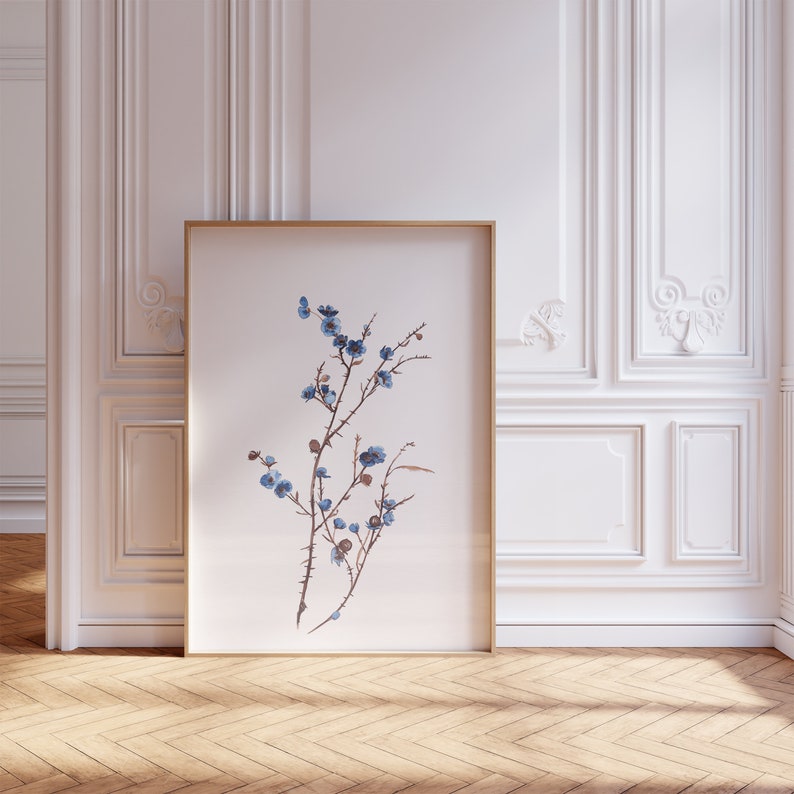 Blue Rosehip Watercolor Poster, Digital Download, Watercolor Art, Wall ...