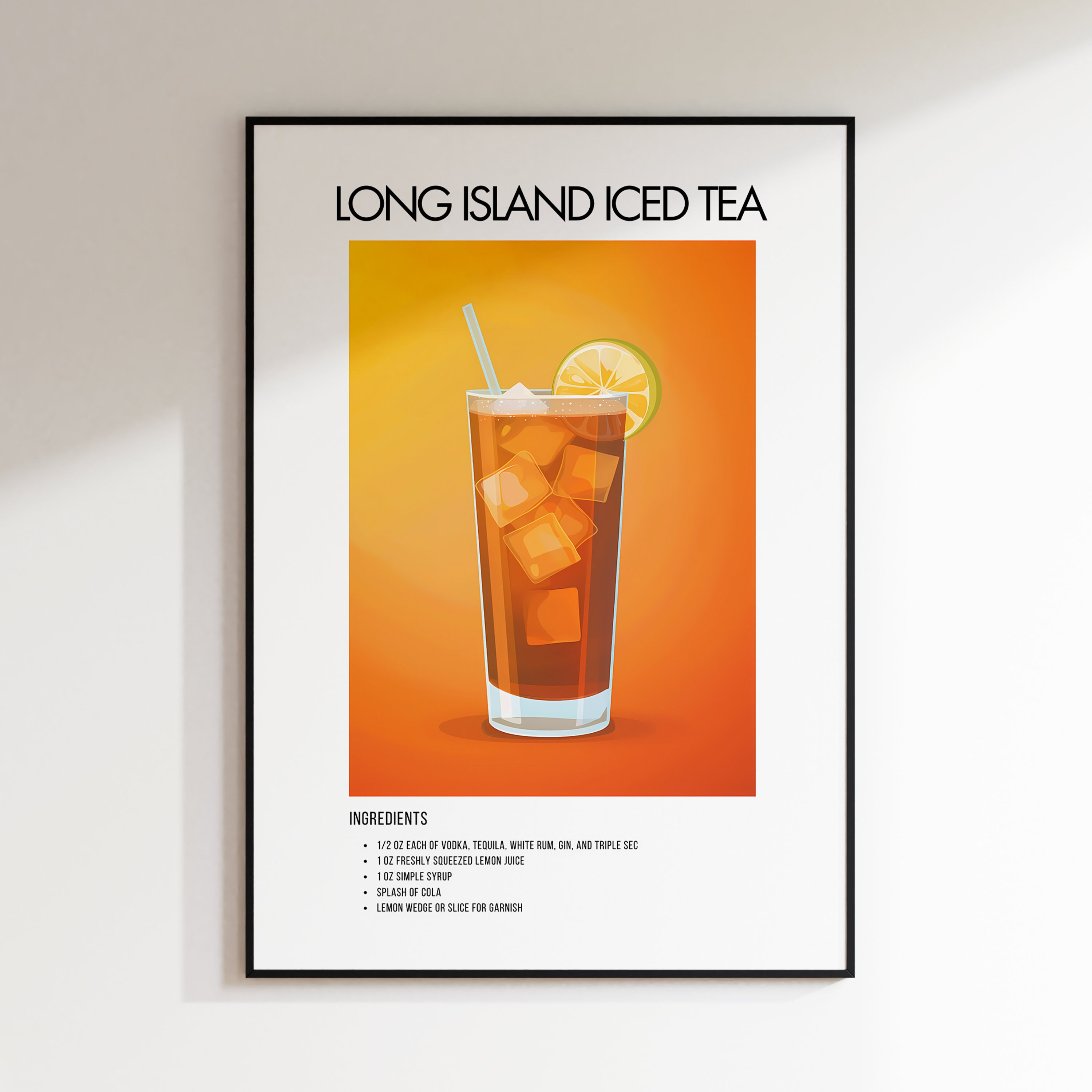 Long Island Iced Tea Poster, Cocktail Art, Printable Wall Decor, Bar ...