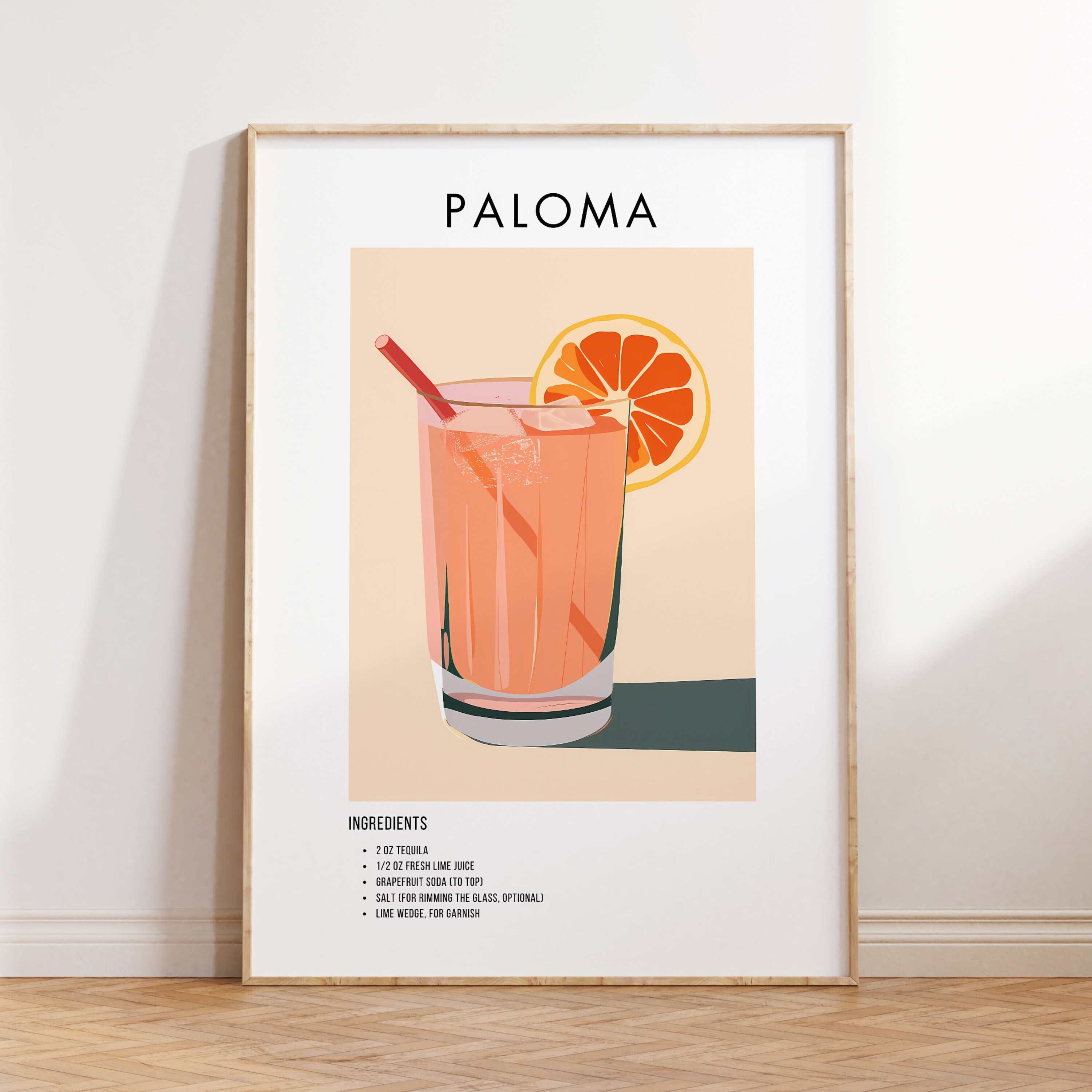 Paloma Poster, Cocktail Art, Printable Wall Decor, Bar Decor, Kitchen ...