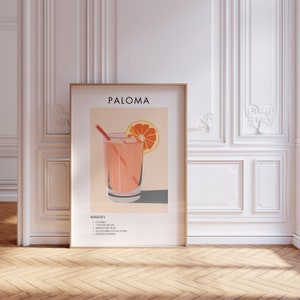 Paloma Poster, Cocktail Art, Printable Wall Decor, Bar Decor, Kitchen ...