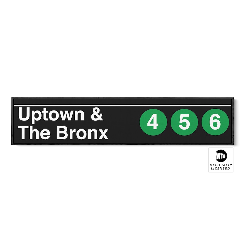 Uptown & the Bronx Subway Sign NYC 4, 5, 6 Trains Decor Vintage Narrow ...