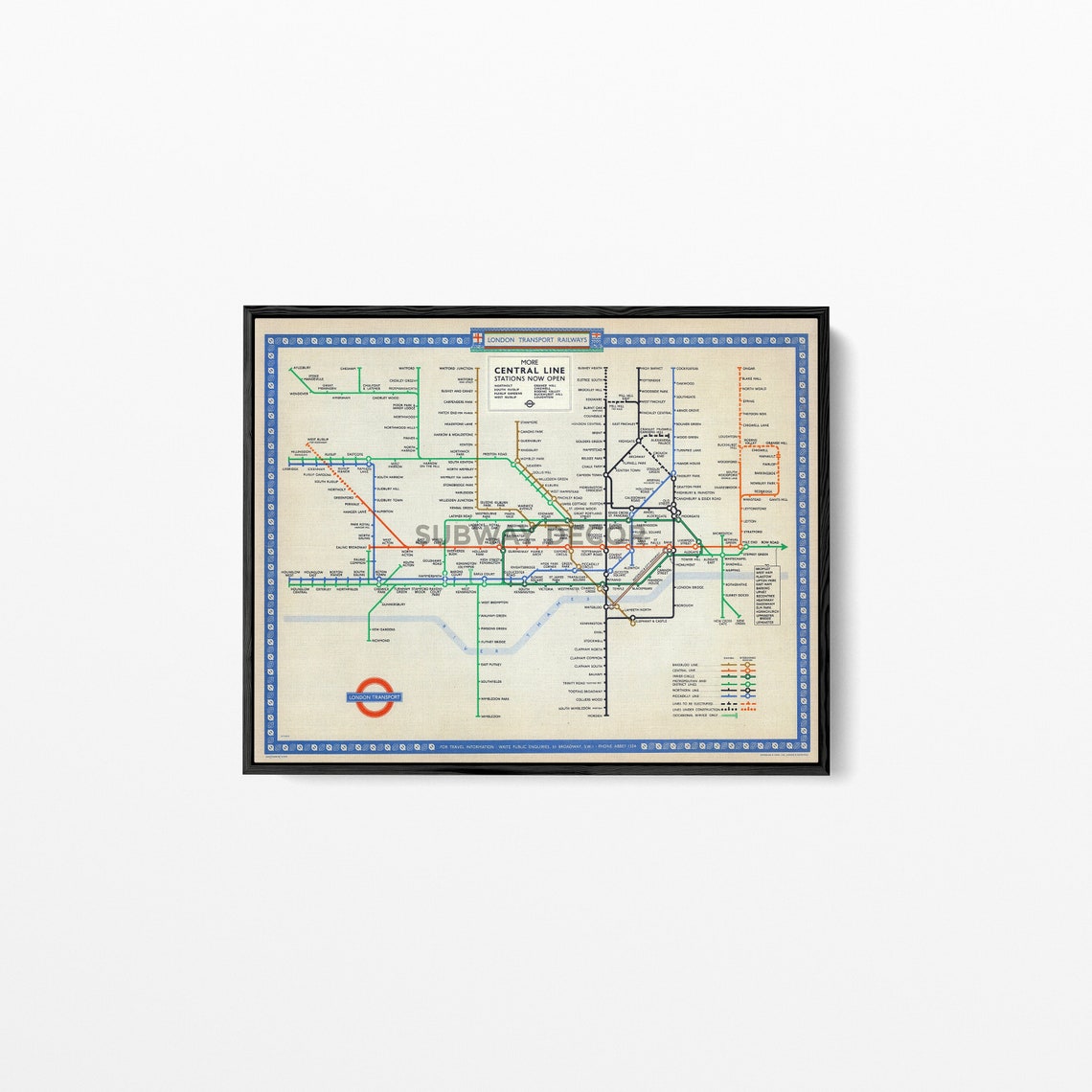 1933 Vintage London Underground Map - Beck's Iconic Design - Etsy