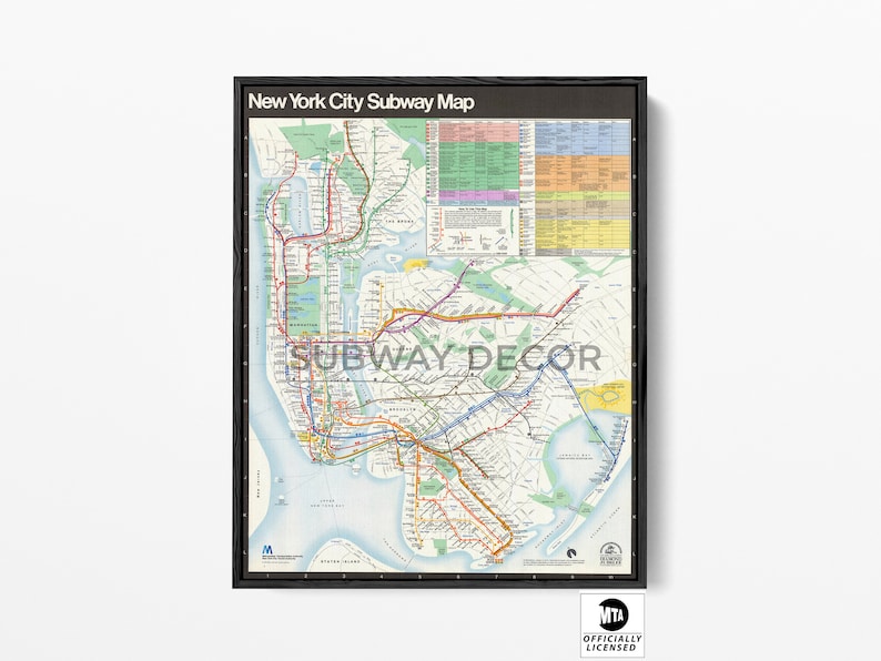 Vintage NYC Subway Map Print Poster Print Map Gallery Wrapped Canvas ...