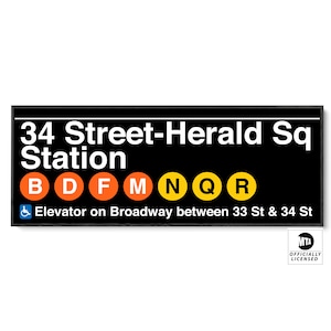 34 Street Subway Station Sign - 34 Street Herald Square - Tall Version ...