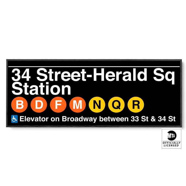 34 Street Subway Station Sign 34 Street Herald Square Tall Version N Q ...