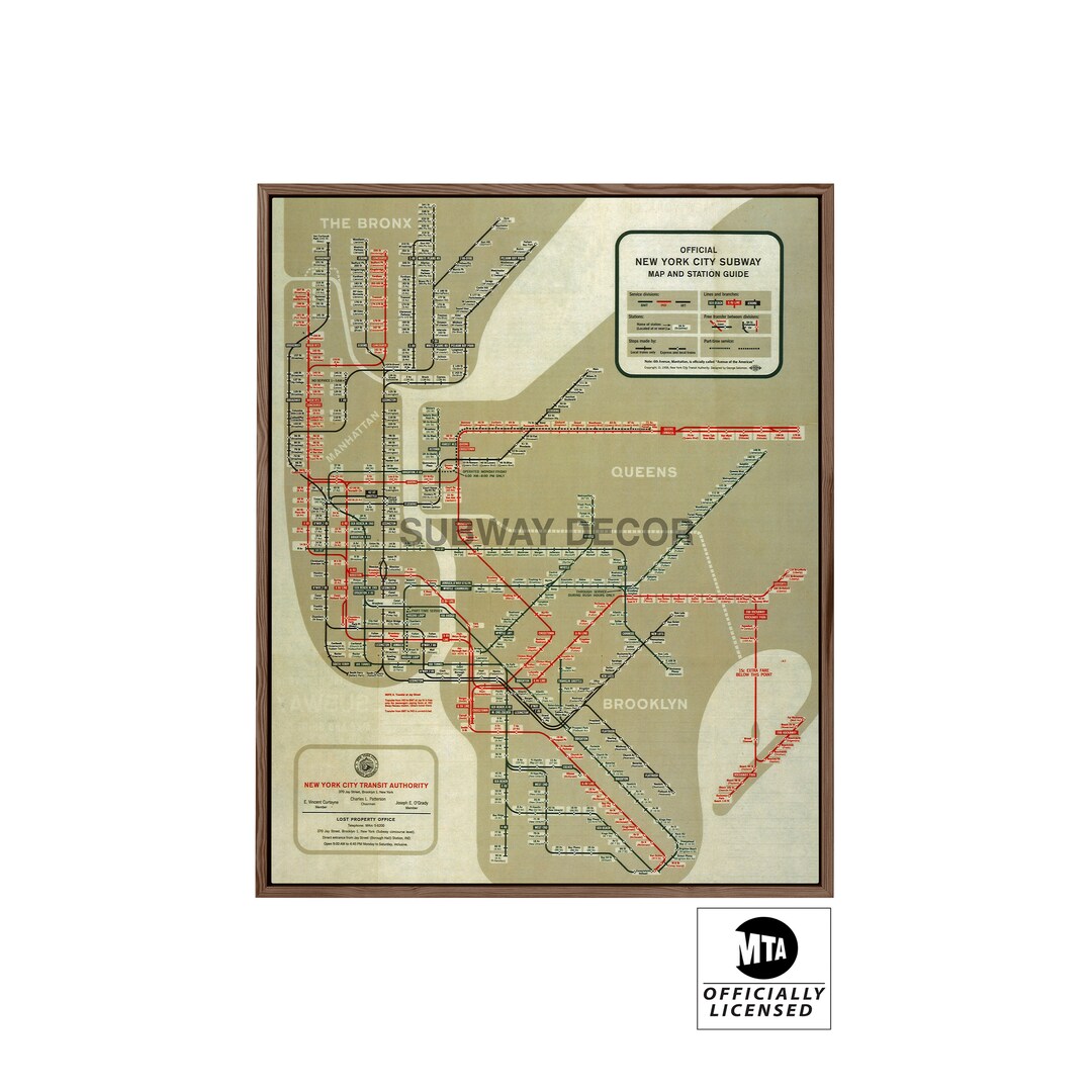 1958 Official New York City Subway Map - Vintage Transit Print - Etsy