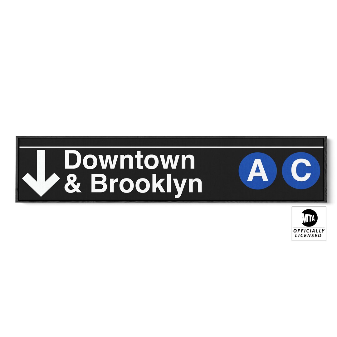 Downtown & Brooklyn Subway Station Sign - Narrow Version - Featuring ...