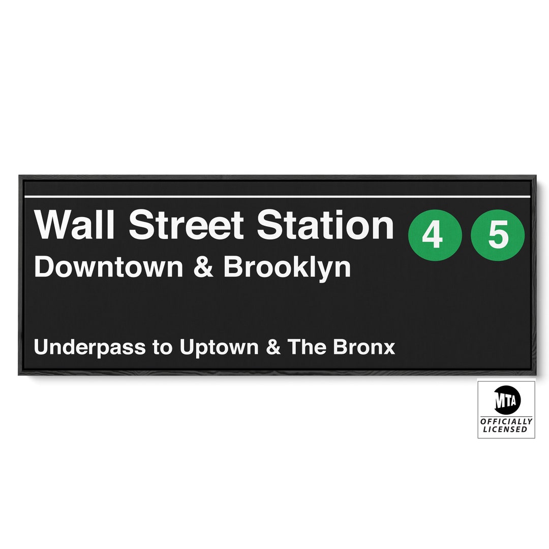 Wall Street Station Subway Sign - Downtown & Brooklyn - 4 5 Trains ...