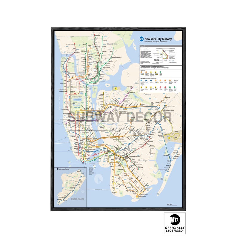 2025 NYC Subway Map Print: MTA Official Poster | Ready to Ship - Etsy