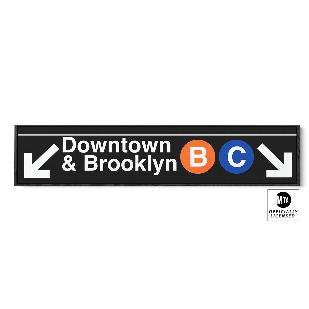 Downtown & Brooklyn Subway Sign - Narrow Version - Featuring Double ...