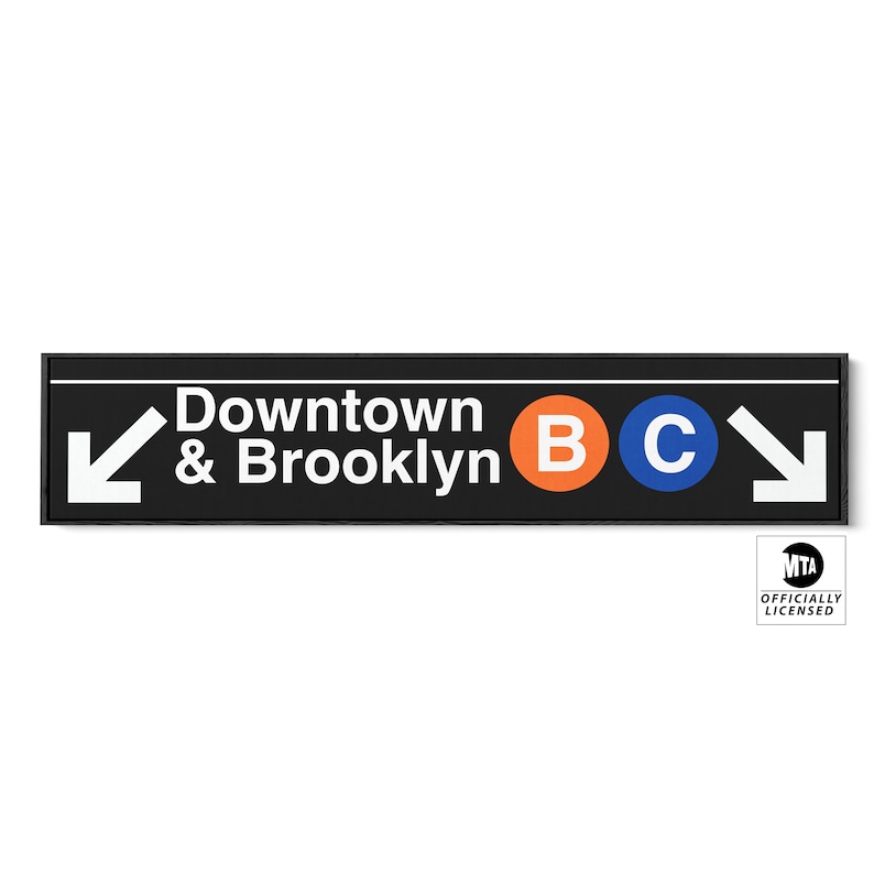 Downtown & Brooklyn Subway Sign Narrow Version Featuring Double Exit ...