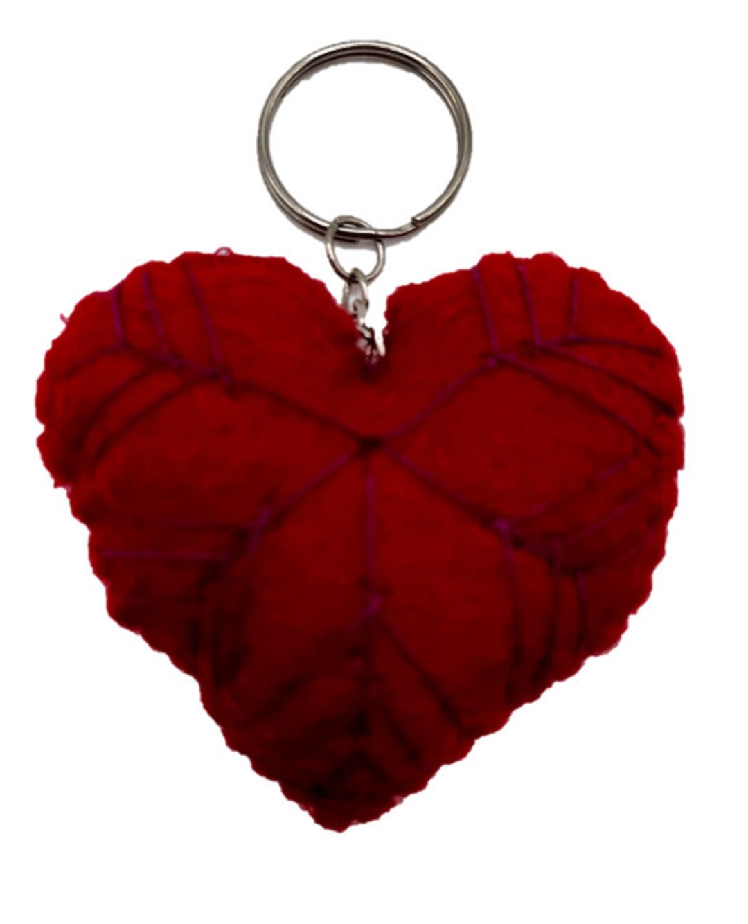 Red Heart Shaped Keychain I Felted Wool Handmade, Artisan Gift ...