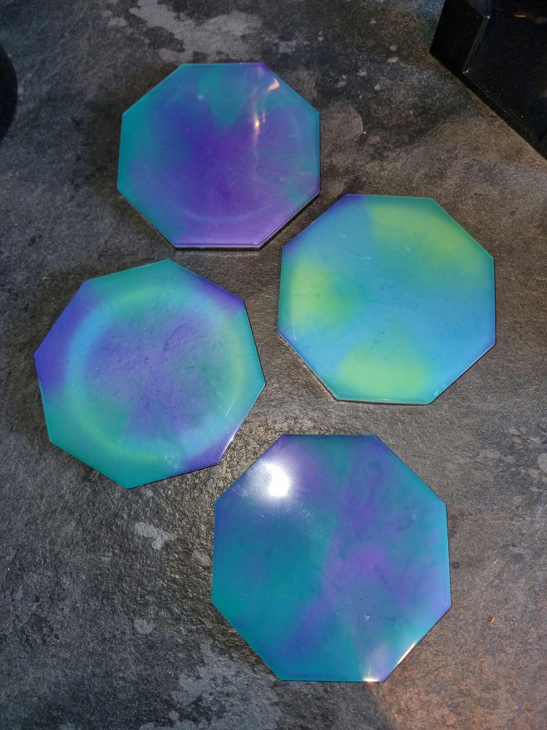 Colour Change Coaster Set With Holder (purple + Blue to Blue + Yellow ...