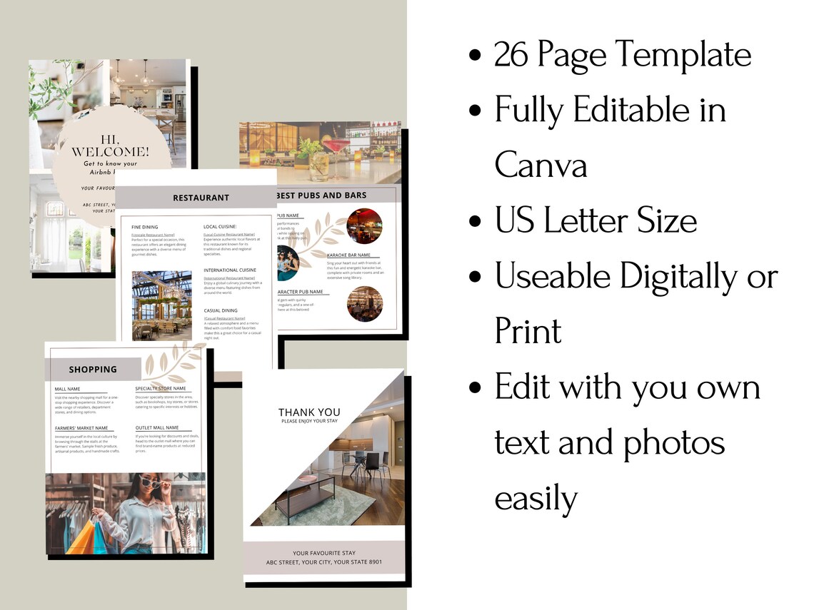 Welcome Book for Airbnb Airbnb Guide Book Editable Welcome - Etsy