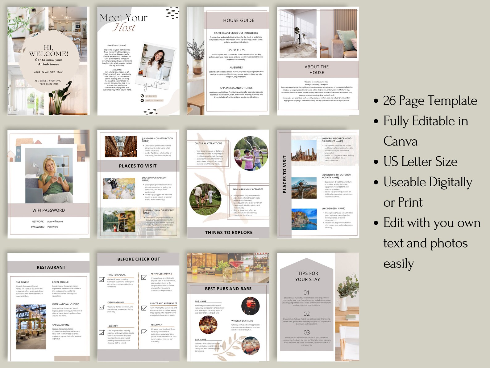 Welcome Book for Airbnb Airbnb Guide Book Editable Welcome - Etsy
