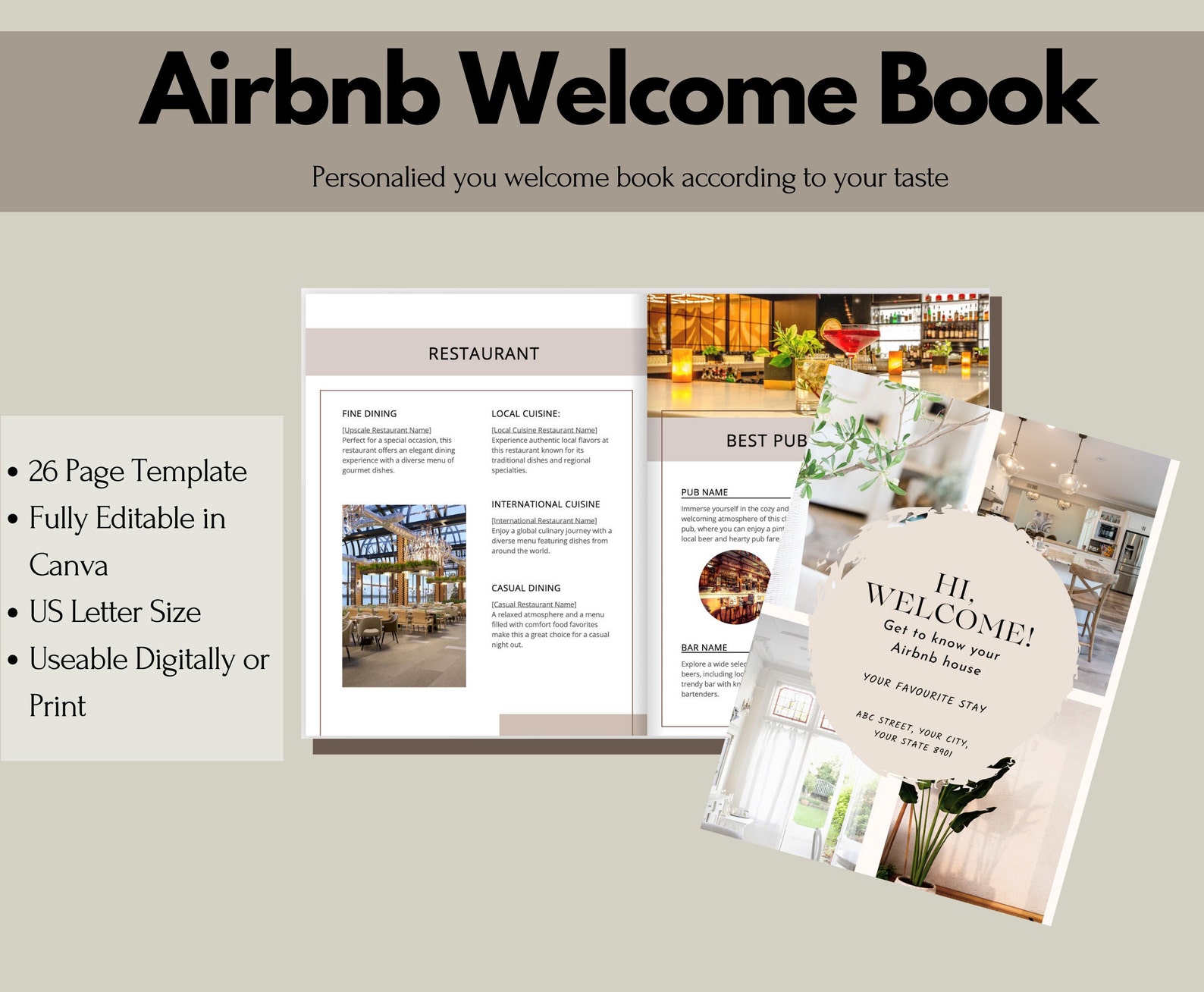 Welcome Book for Airbnb Airbnb Guide Book Editable Welcome - Etsy