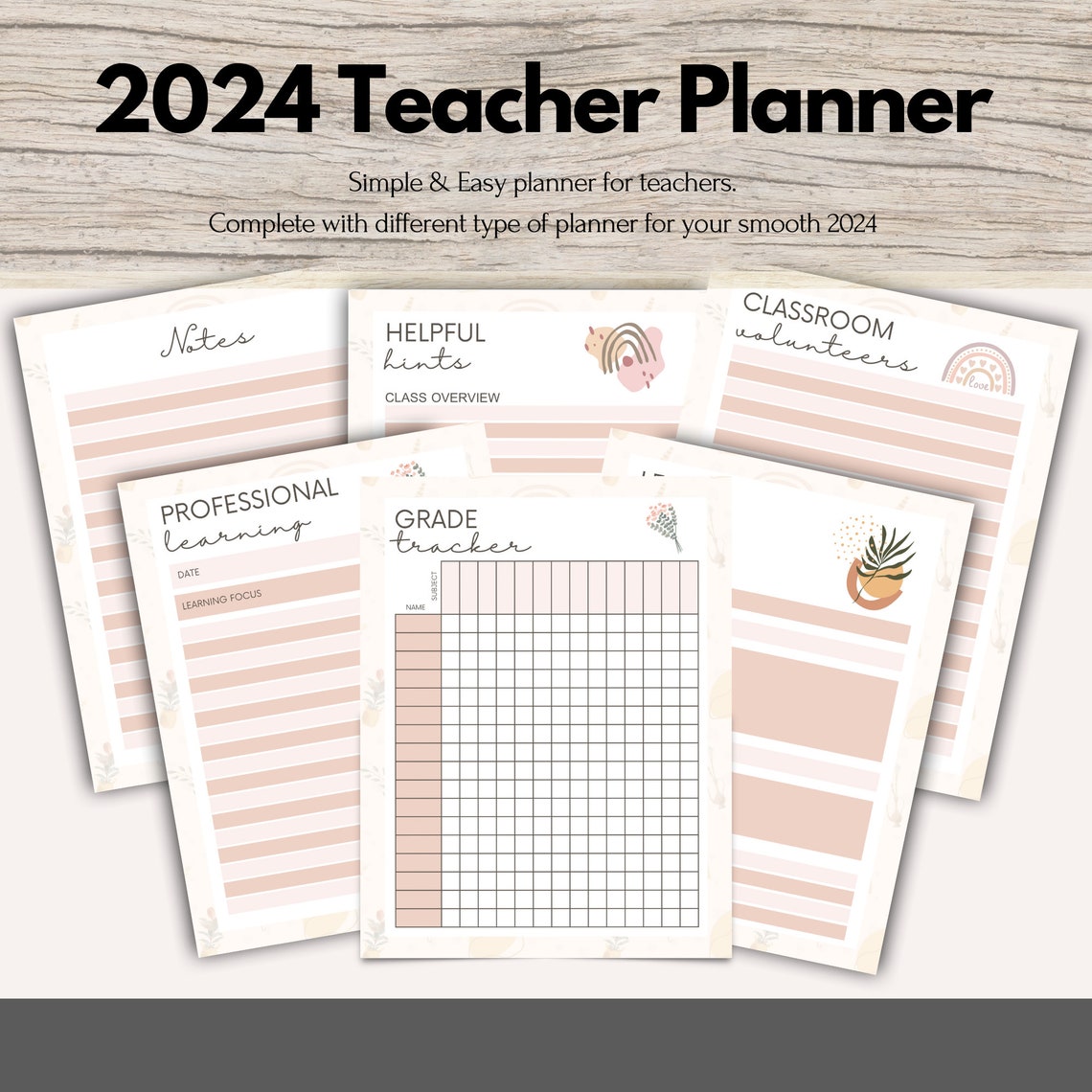 2024 Beginner Teacher Planner Editable Planner Canva Editable Diary for ...