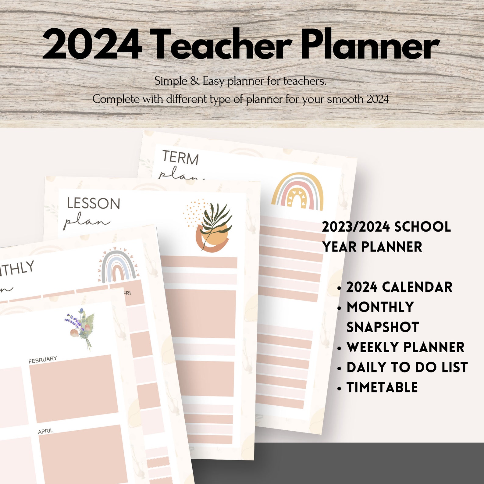 2024 Beginner Teacher Planner Editable Planner Canva Editable Diary for ...
