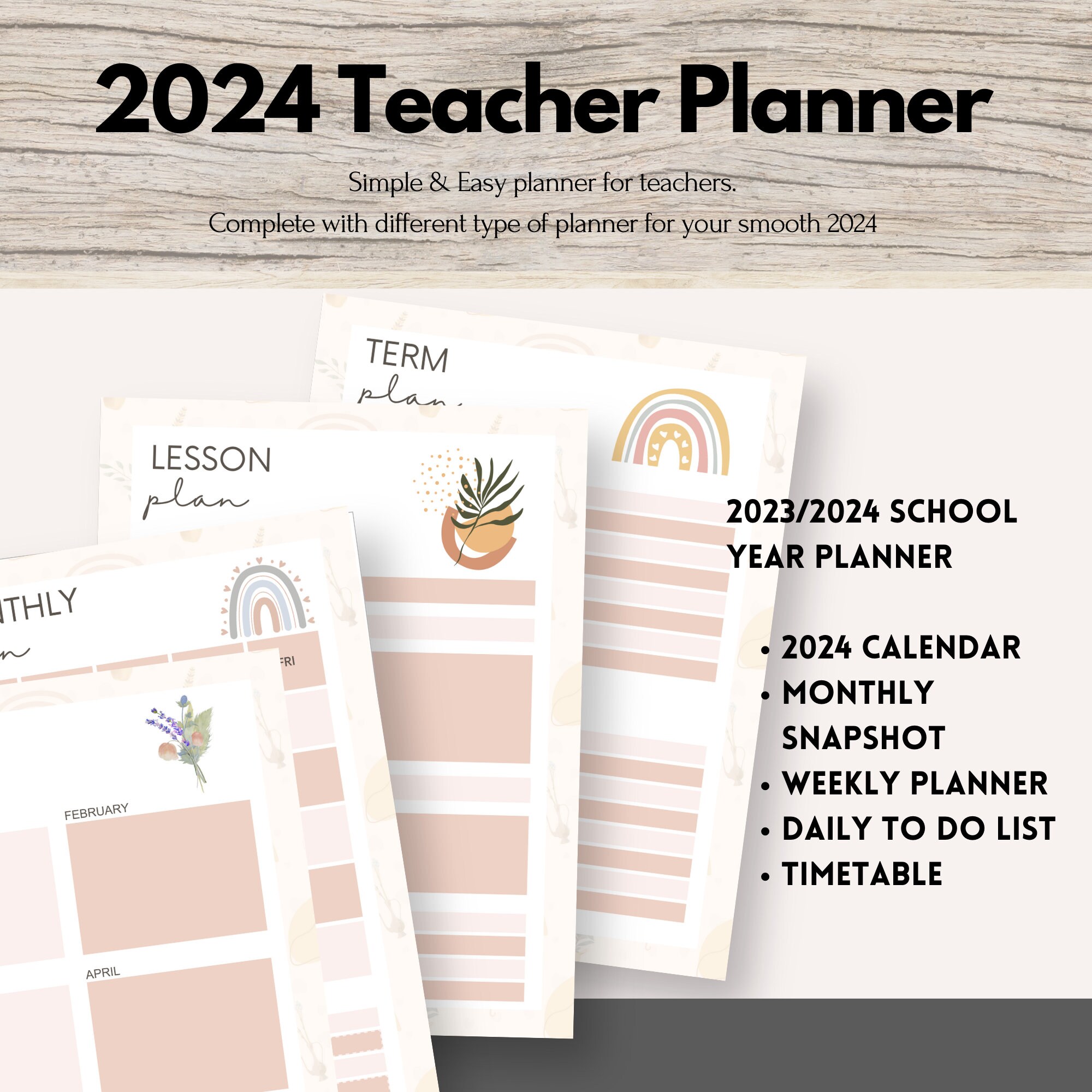 2024 Beginner Teacher Planner Editable Planner Canva Editable Diary for ...